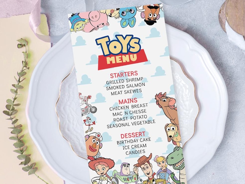 Toy Story Menu, Toy Story Menu Printable, Toy Story, DIGITAL FILE ONLY ...