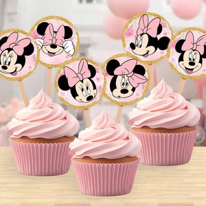 Minnie Mouse Pink Cupcake Topper, Minnie Mouse Pink Printable Cupcake ...