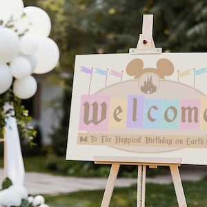 Disneyland Birthday Party Welcome Sign, Disneyland Party Decoration ...