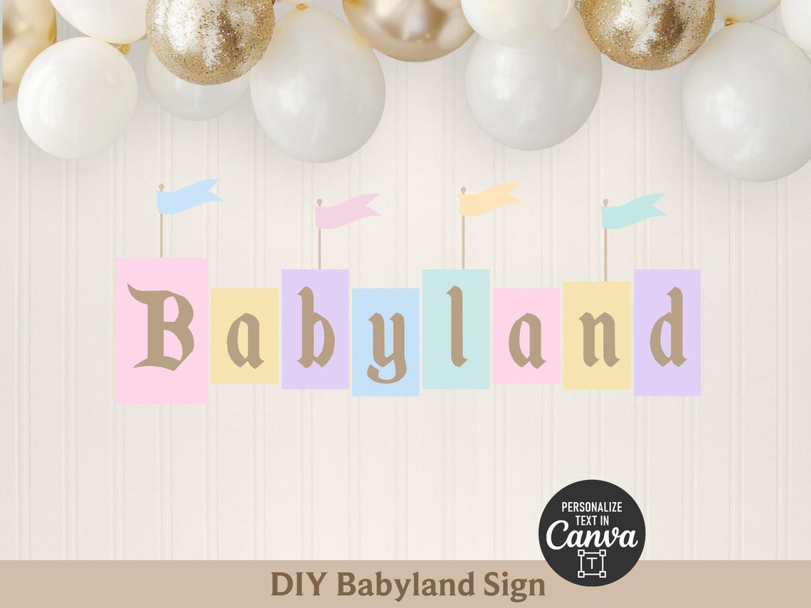 Babyland Sign Fully Editable Template, Minnie Mouse Baby Shower ...