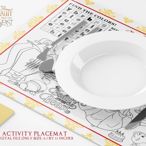 Beauty and the Beast Activity Placemat Beauty and the Beast | Etsy