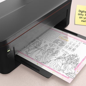 Princess Activity Placemat, Princess Placemat, Princess Coloring Sheet ...