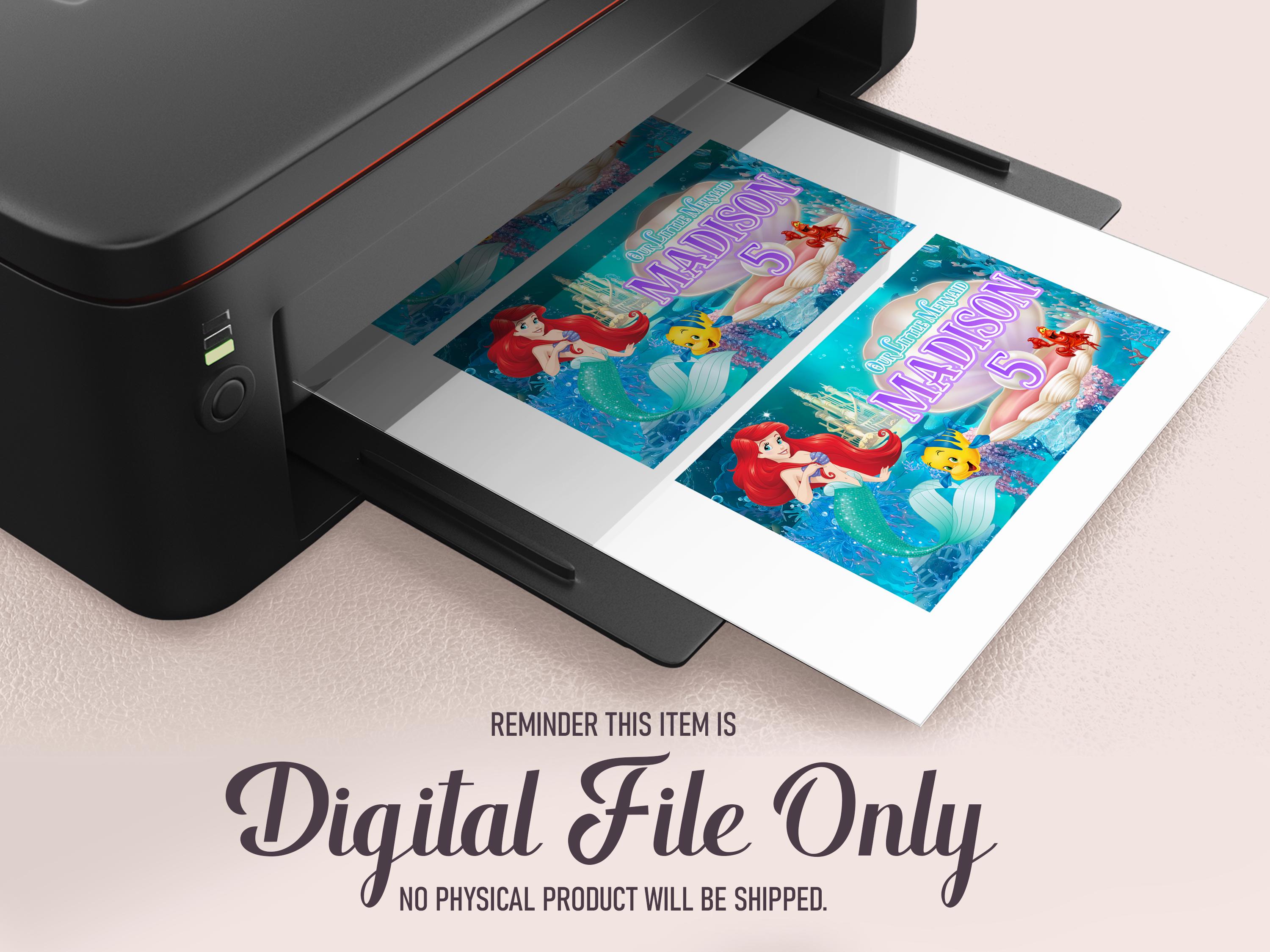 Mermaid Ariel Gable Box Label, Mermaid Ariel Treat Box Label, Mermaid ...
