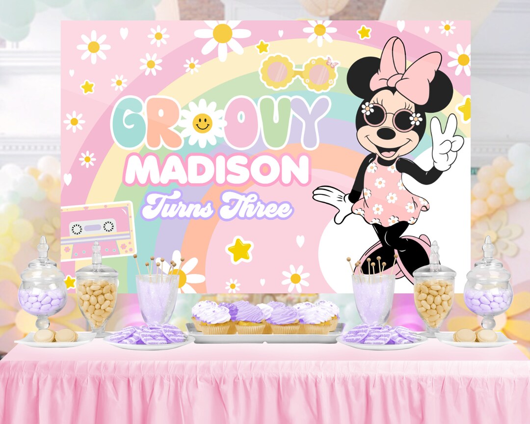 Mouse Groovy Backdrop, Mouse Groovy Pink Banner, Mouse Groovy Printable ...