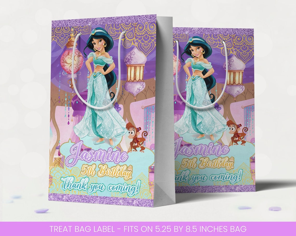 Princess Jasmine Treat Bag Label Princess Jasmine Paper Bag - Etsy