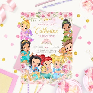 Baby Princess First Birthday Invitation, Royal Rose Girl Celebration ...