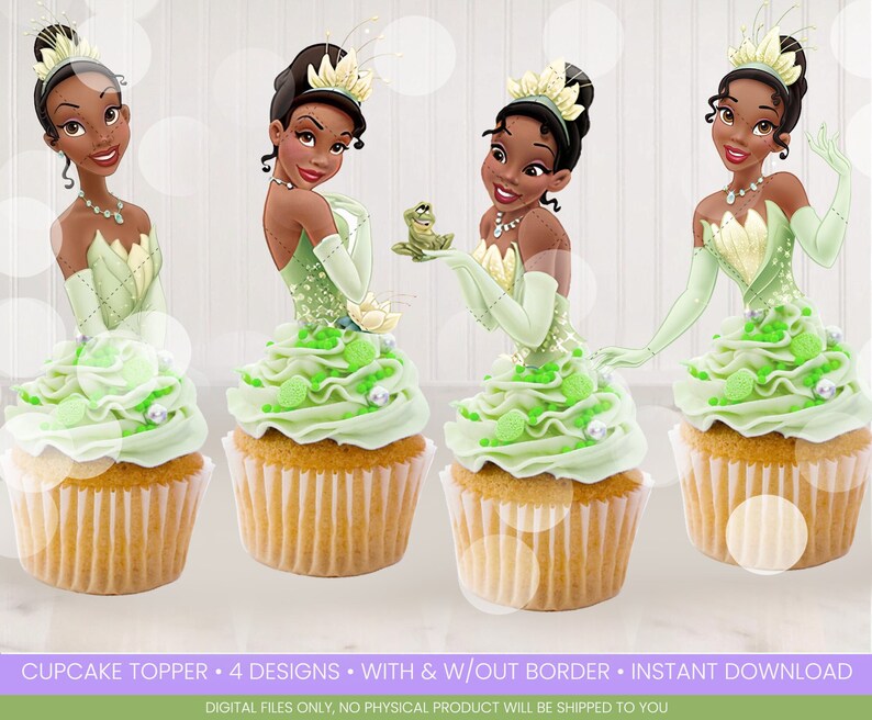 Princess Tiana Cupcake Topper Princess Tiana Printable - Etsy