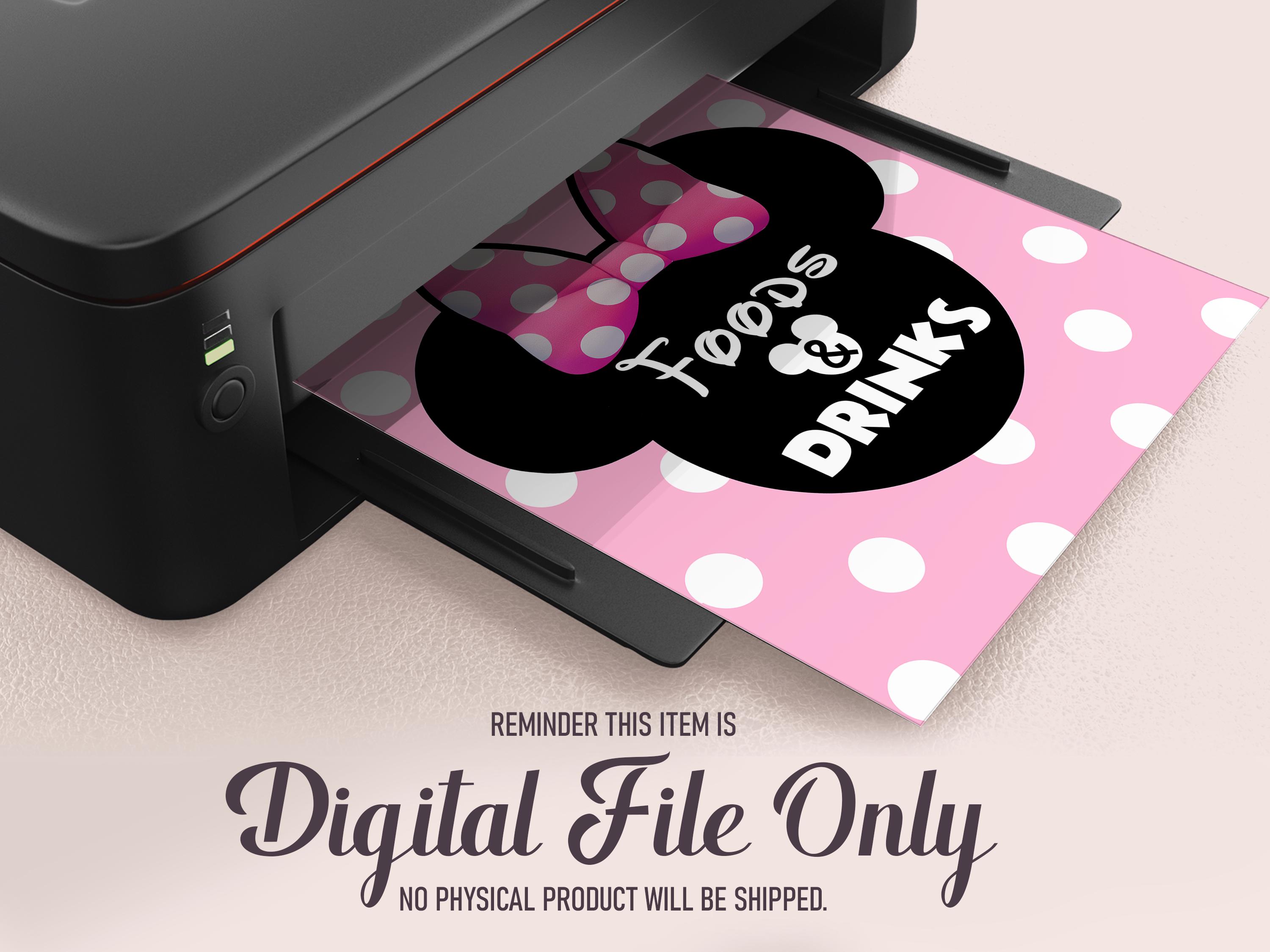 Minnie Food & Drinks Sign, Birthday Party Decor (digital Download) 0038 ...