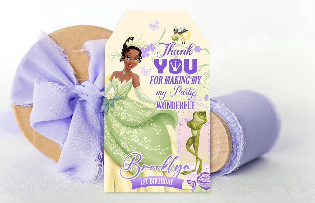 Princess Tiana Thank You Tags, Princess Tiana Giveaway Labels, Princess ...