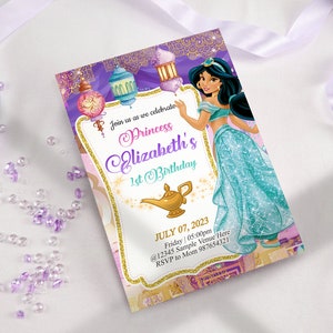 Princess Jasmine Invitation, Princess Jasmine Digital Invitation ...