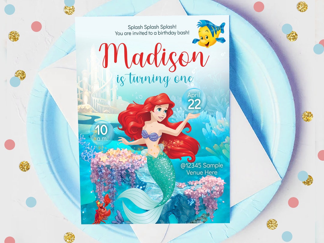 Little Mermaid Ariel Invitation, Little Mermaid Ariel Digital ...