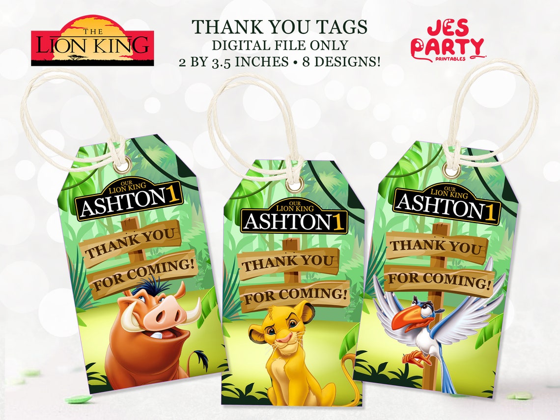 Lion King Thank You Tags Lion King Giveaway Labels Lion - Etsy