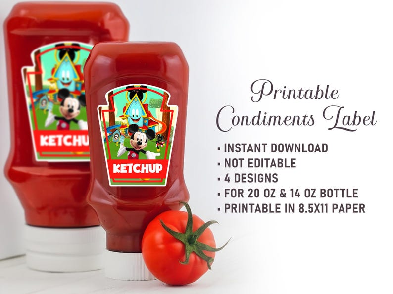 Mouse Fun House Condiments Label, Mouse Funhouse Printable Condiments ...