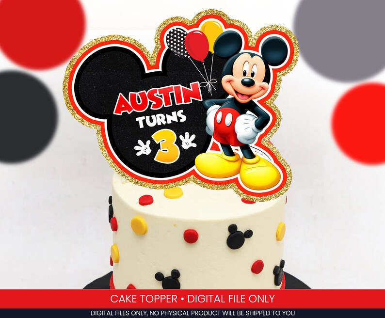 Mickey Mouse Cake Topper Mickey Mouse Birthday Cake Topper - Etsy UK