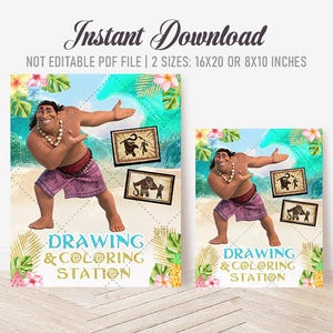 Moana 2 Coloring Station Signage, Moana 2 Party Signage, Moana 2 ...