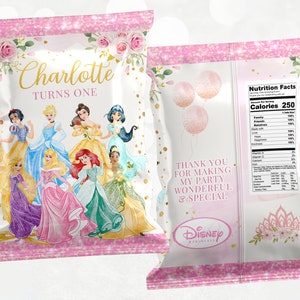 Princess Chip Bag Label, Princess Chip Bag, Princess Chip Template ...