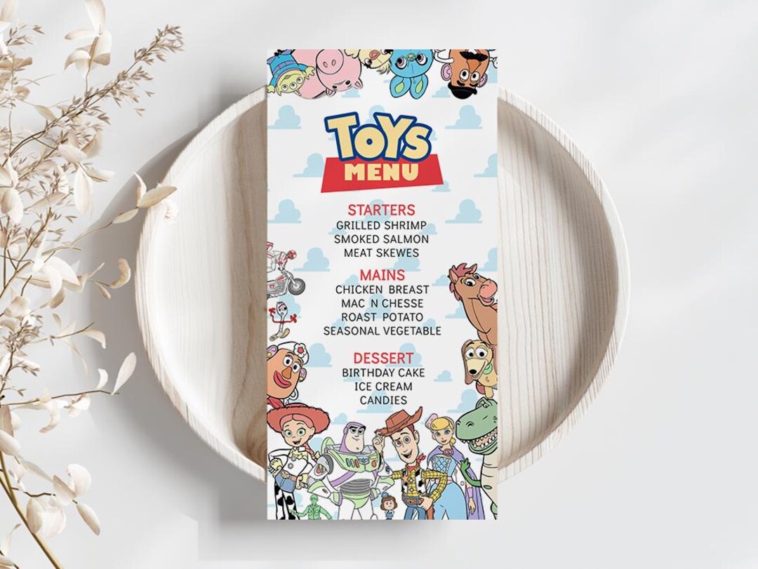 Toy Story Menu, Toy Story Menu Printable, Toy Story, DIGITAL FILE ONLY ...