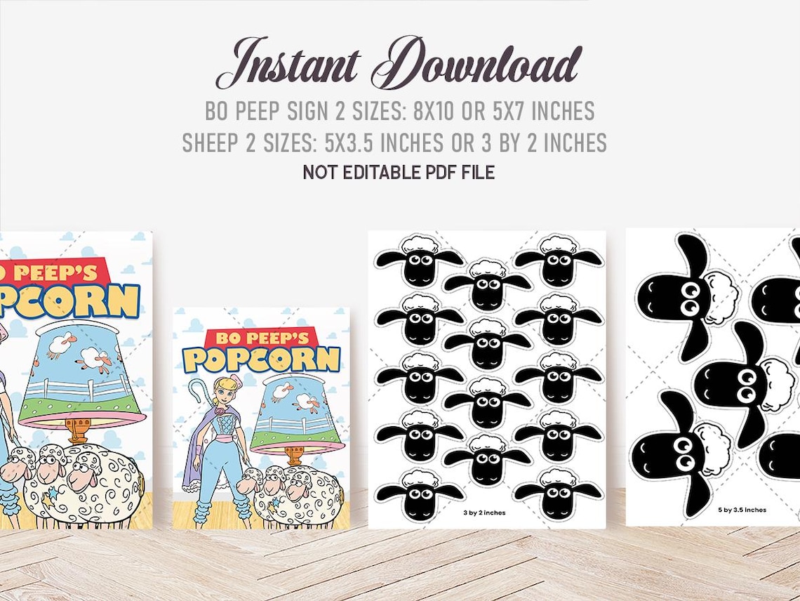 Sheep Head for Pop Corn, Toy Story Pop Corn Sign, Toy Story Bo Peep ...
