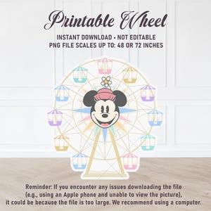 Printable Minnie Ferris Wheel Cutout, Disneyland Birthday Party Stand ...
