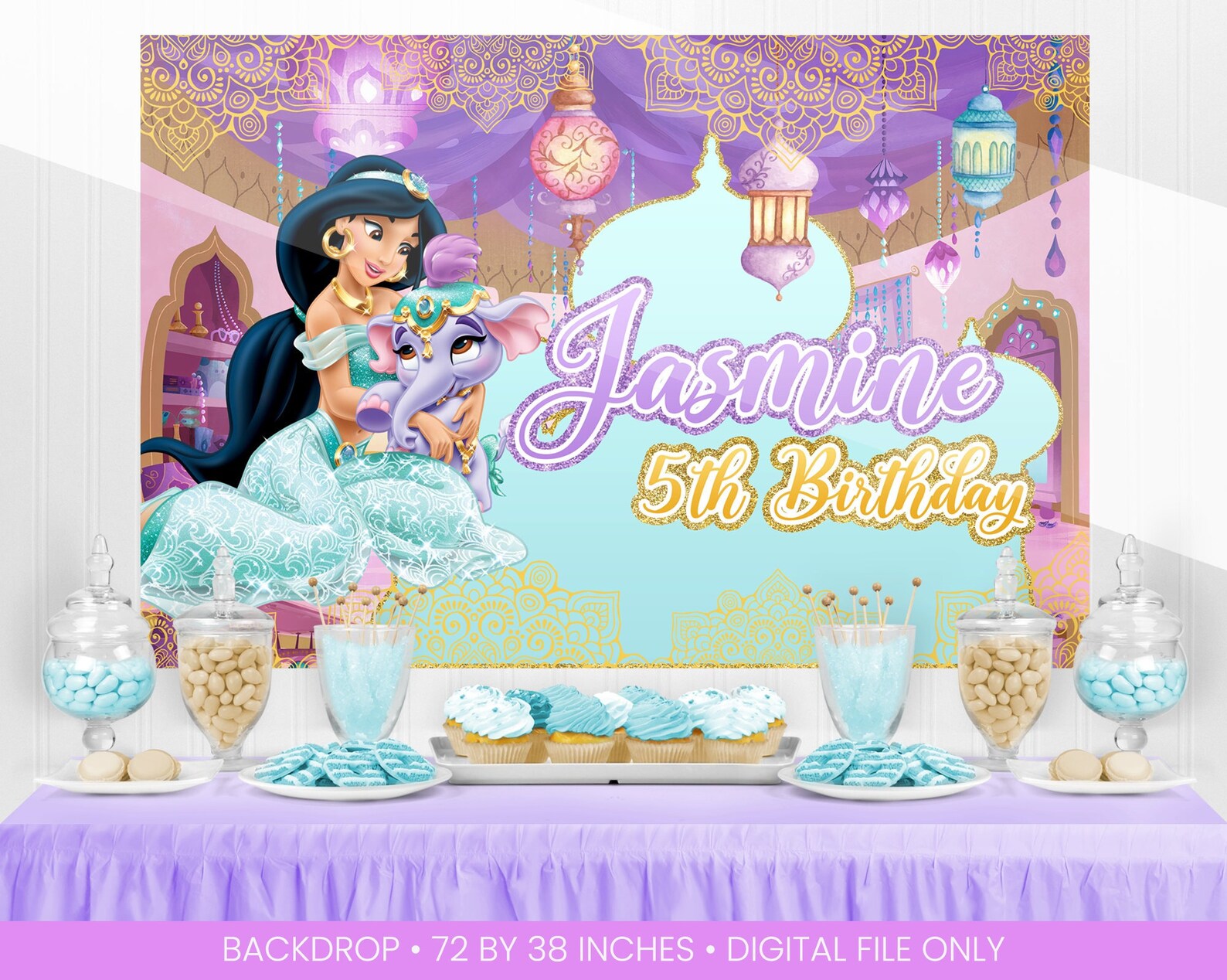 Princess Jasmine Backdrop Princess Jasmine Banner Princess - Etsy