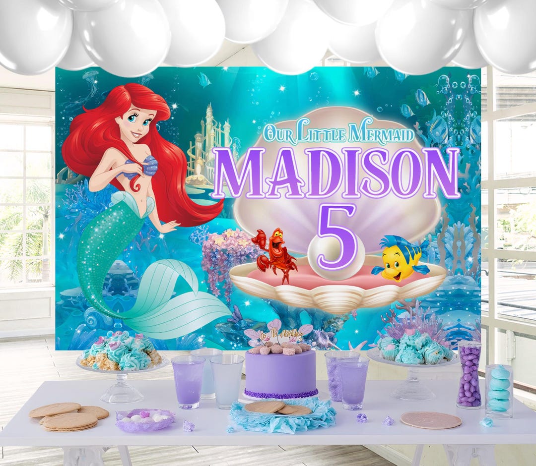 Little Mermaid Ariel Backdrop, Little Mermaid Ariel Banner, Little ...