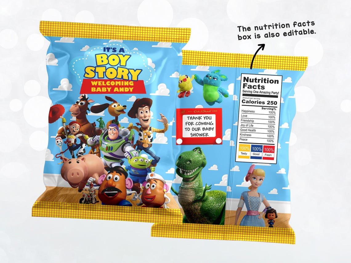 Its a Boy Story Chip Bag, Toy Story Baby Shower Chip Bag, Toy Story ...