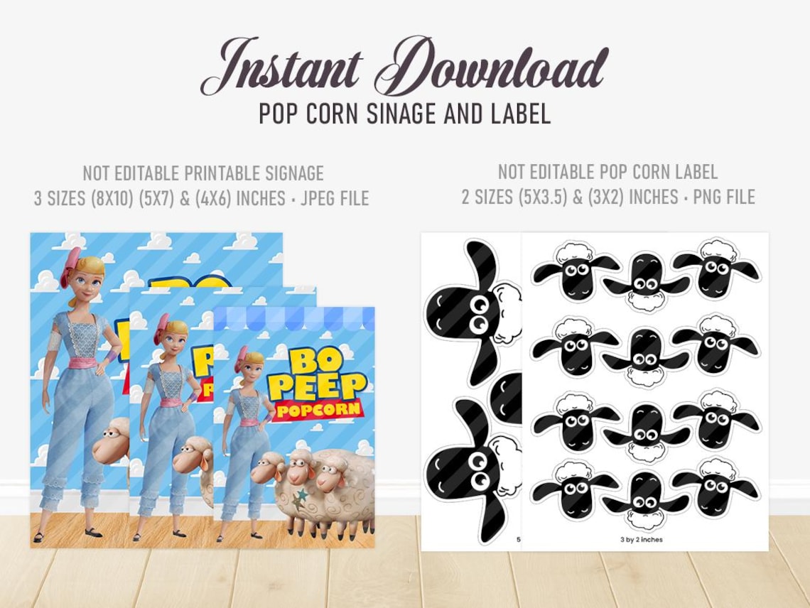 Sheep Head for Pop Corn, Toy Story Pop Corn Sign, Toy Story Bo Peep ...