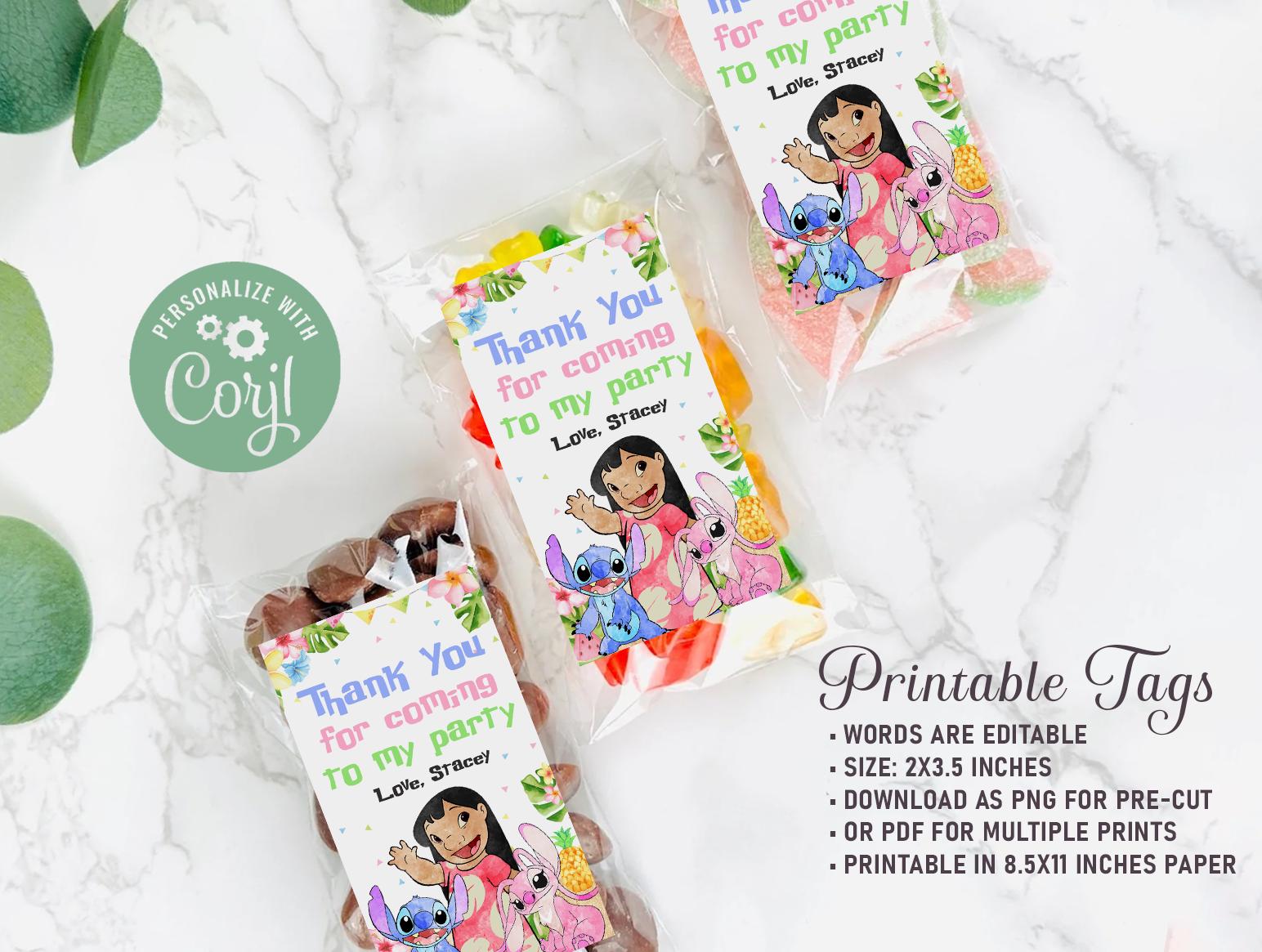 Lilo Stitch Thank You Tags, Lilo Stitch Thank You Tags Printable, Lilo ...