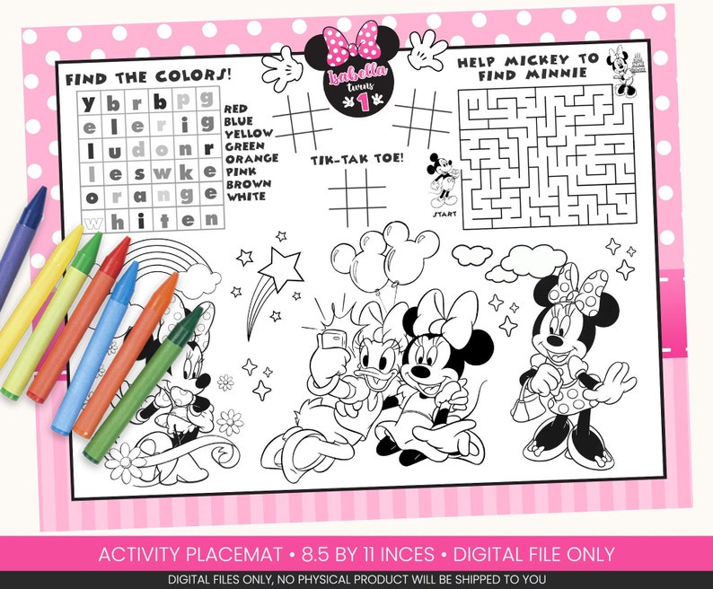Minnie Mouse Pink Activity Placemat Minnie Mouse Pink - Etsy