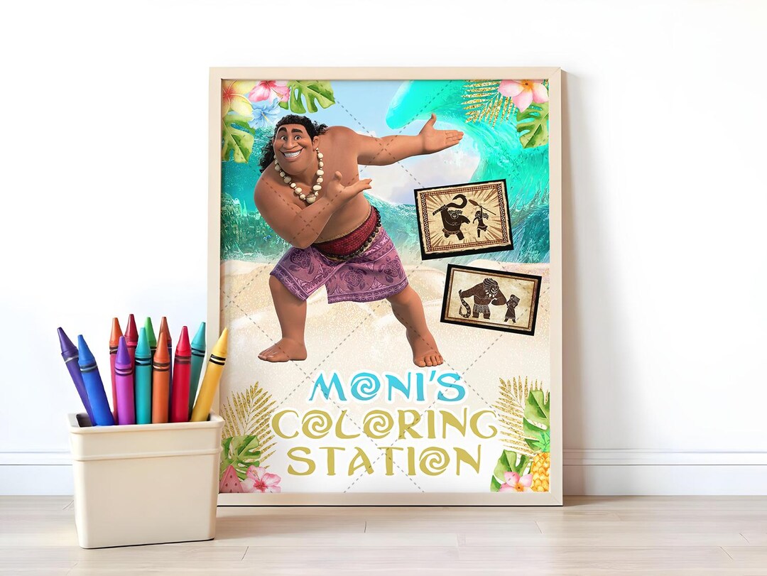Moana 2 Coloring Station Signage, Moana 2 Party Signage, Moana 2 ...