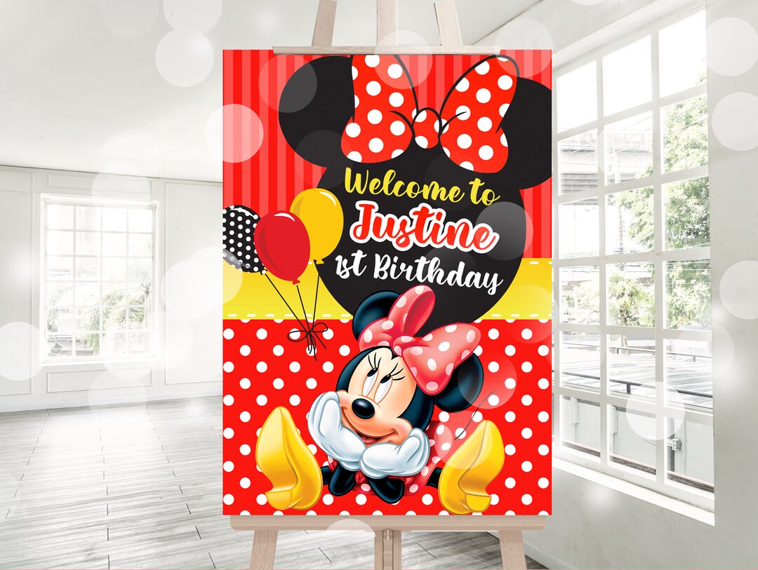 Minnie Mouse Red Welcome Sign, Minnie Mouse Red Welcome Board, Minnie ...