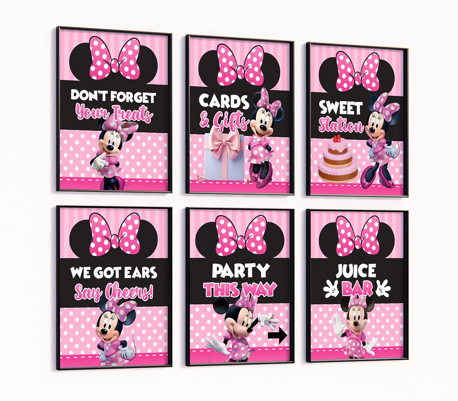 Minnie Mouse Pink Party Signs, Minnie Mouse Pink Signage, Minnie Mouse ...