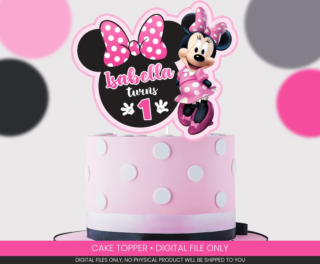 Minnie Mouse Pink Cake Topper Minnie Mouse Pink Birthday Cake - Etsy