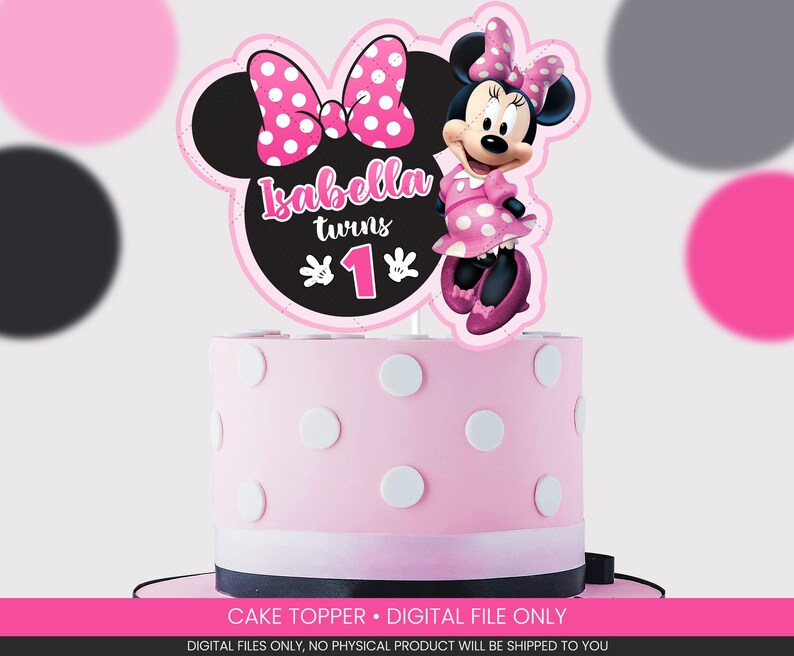 Minnie Mouse Pink Cake Topper Minnie Mouse Pink Birthday Cake - Etsy