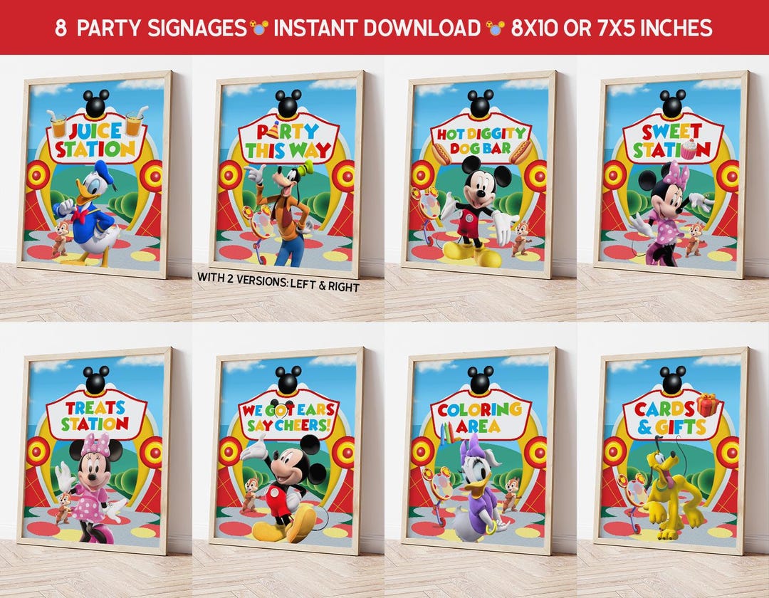 Mouse Clubhouse Party Signs, Mouse Clubhouse Signage, Mouse Clubhouse ...
