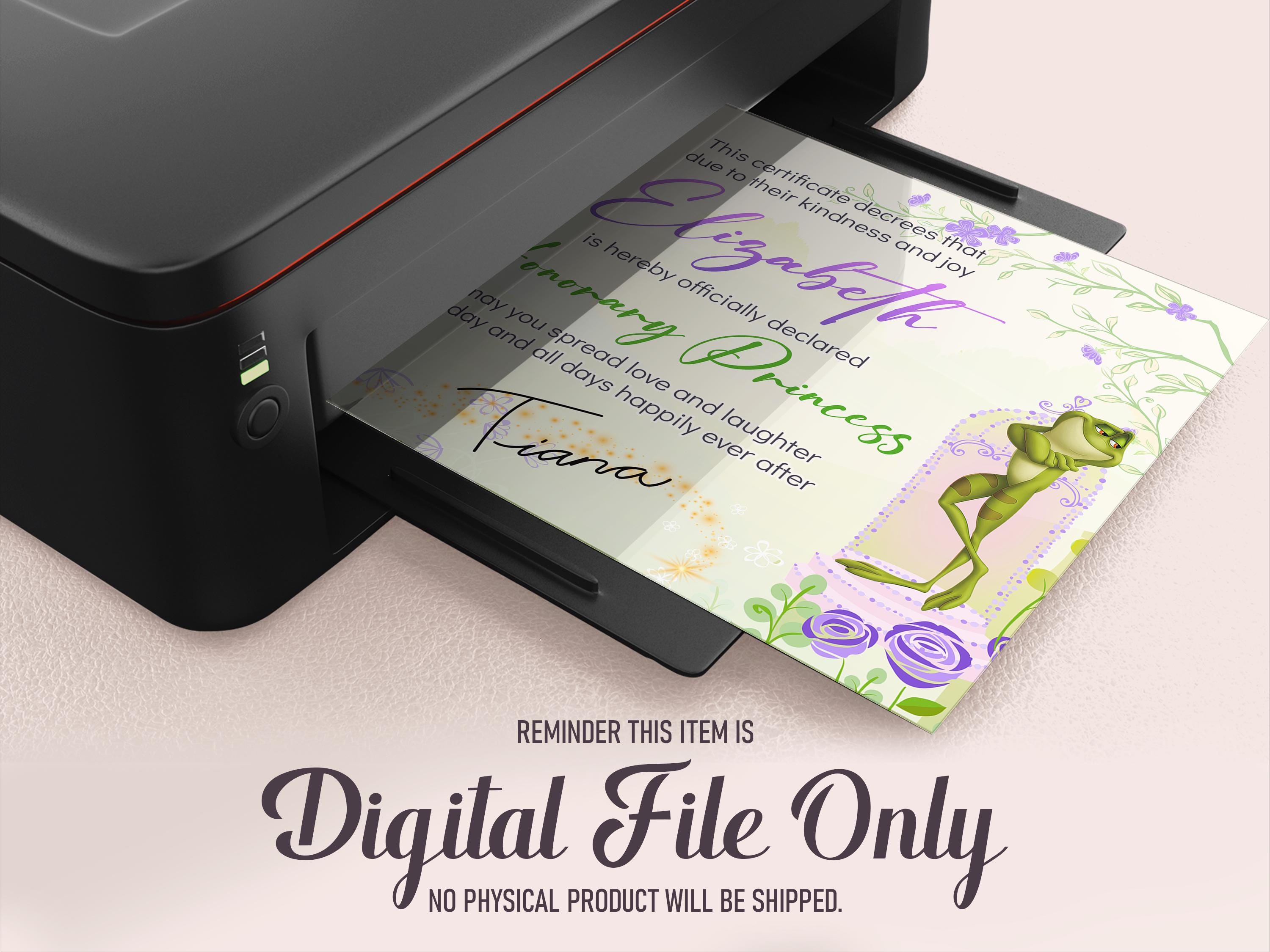 Tiana Honorary Princess Certificate, Tiana Certificate, Baby Tiana ...