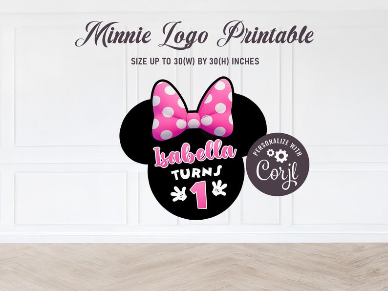 Minnie Mouse Logo Printable Cut Out for Birthday, Minnie Party Signage ...