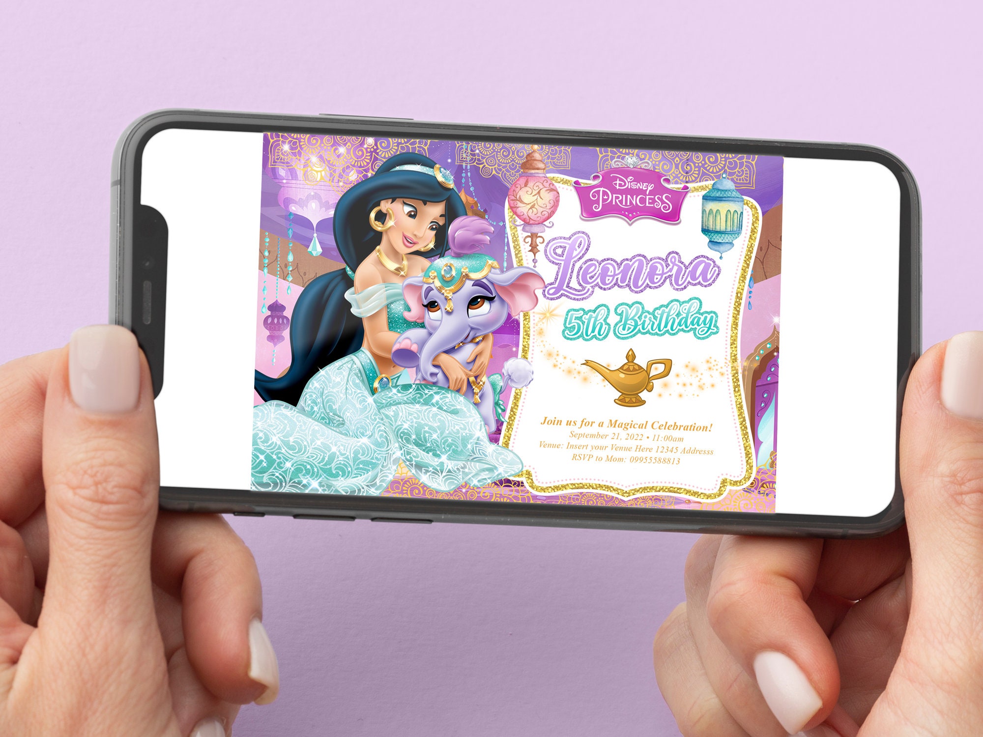 Princess Jasmine Invitation Princess Jasmine Digital - Etsy