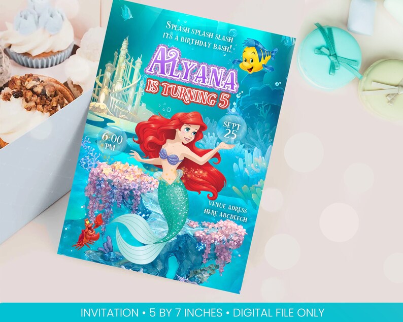 Little Mermaid Ariel Invitation Little Mermaid Ariel Digital - Etsy