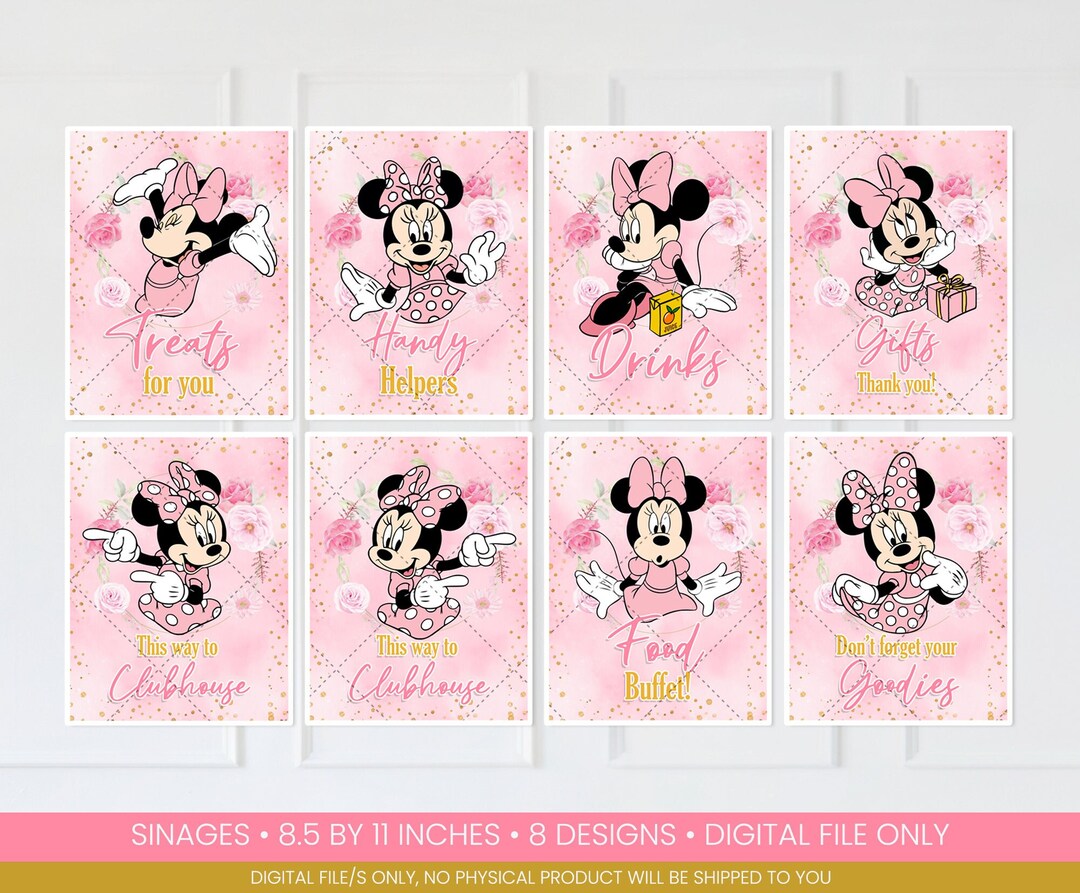 Minnie Mouse Pink Party Signs Minnie Mouse Pink Signage - Etsy