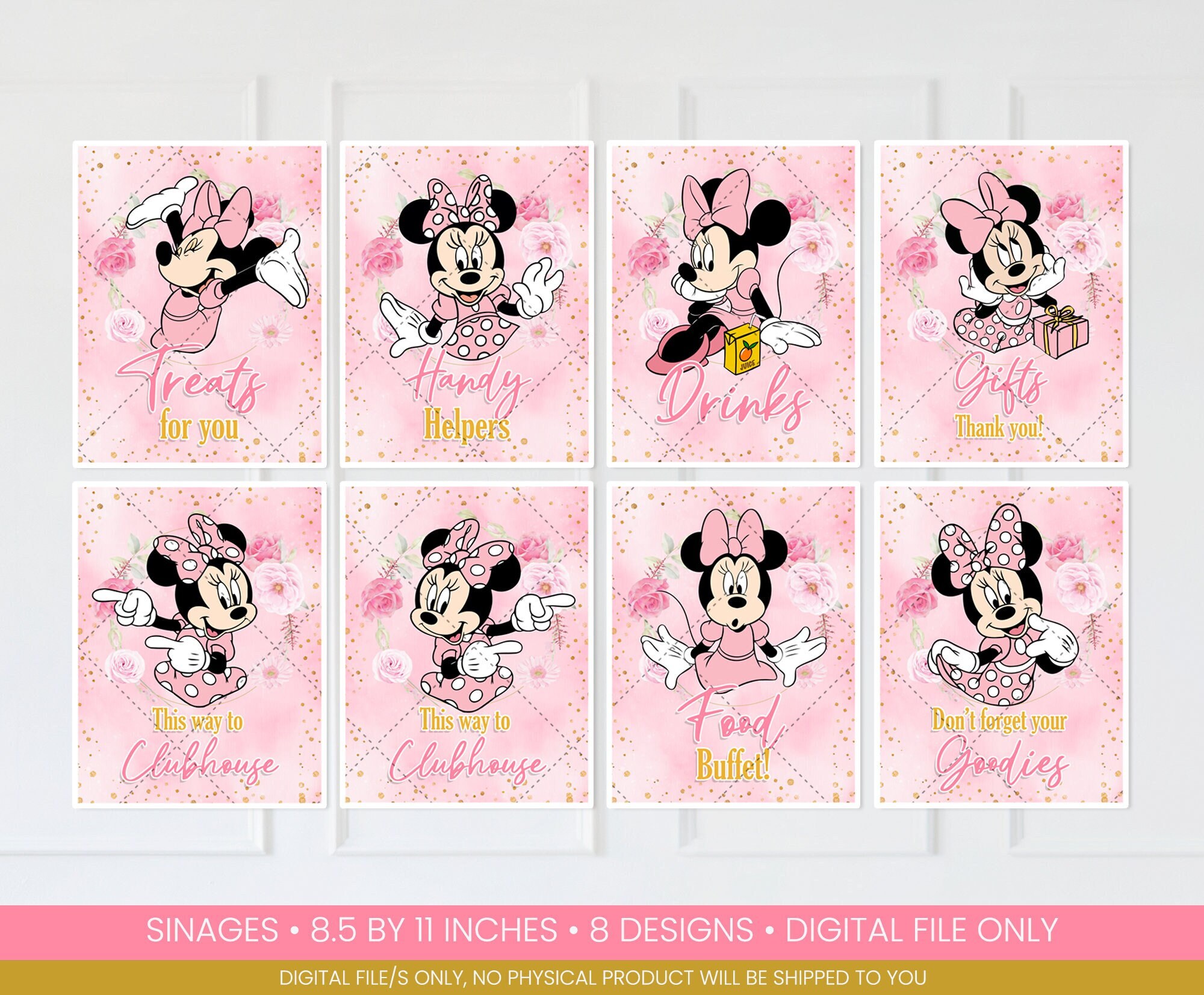 Minnie Mouse Pink Party Signs Minnie Mouse Pink Signage - Etsy Australia