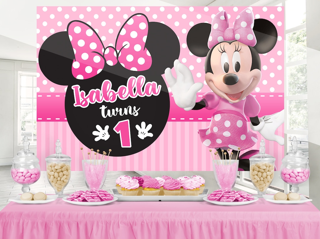 Minnie Mouse Pink Backdrop, Minnie Mouse Pink Banner, Minnie Mouse Pink ...