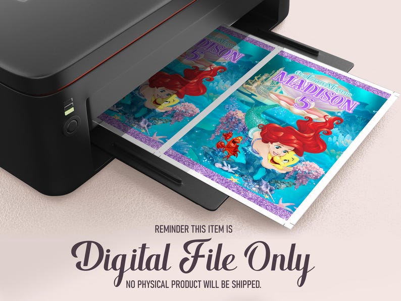 Little Mermaid Ariel Treat Bag Label, Little Mermaid Ariel Paper Bag ...