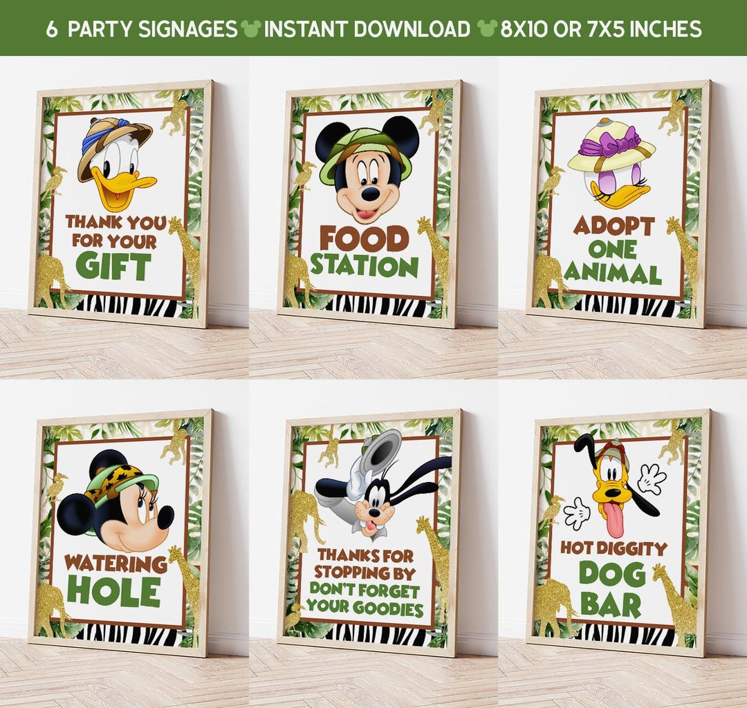 Mouse Safari Signage, Mouse Safari Party Signs, Mouse Safari Party ...