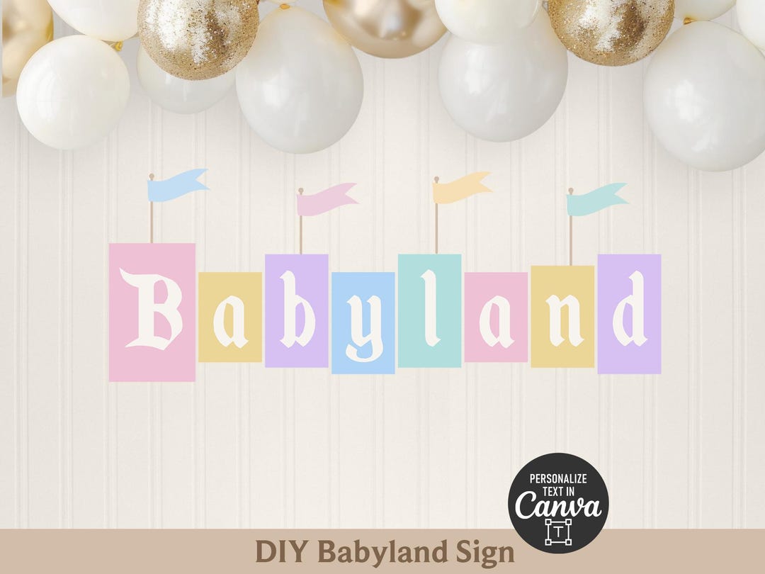 Babyland Sign Fully Editable Template, Minnie Mouse Babyshower, Digital ...