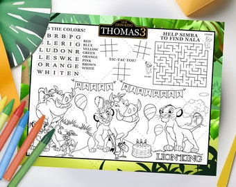 Editable Lion King Activity Placemat, Lion King Placemat, Lion King ...
