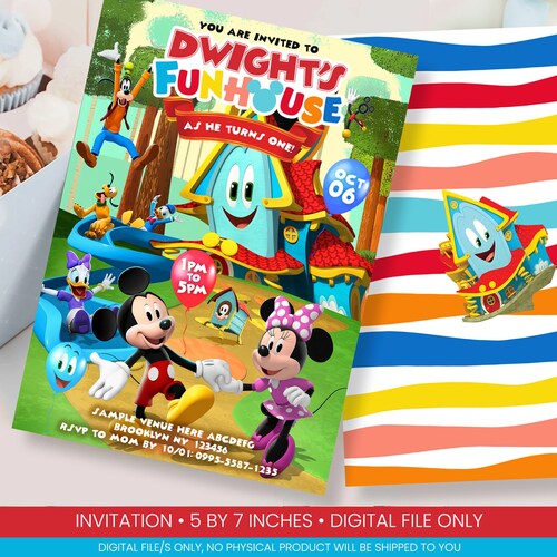 Mouse Fun House Invitation Mouse Funhouse Digital Invitation - Etsy