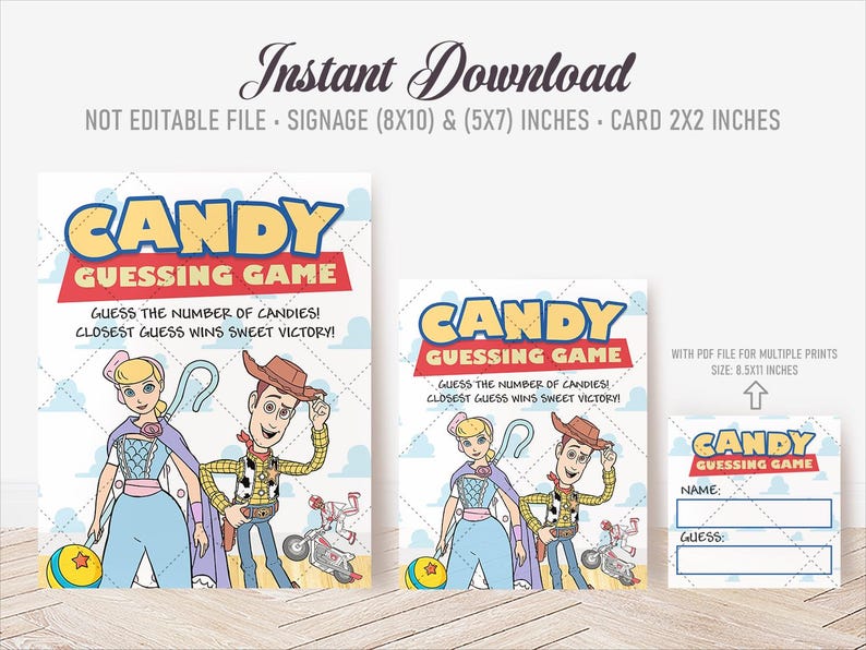 Toy Story Party Sign Candy Guessing Game, It's a Boy Story Party Sign ...