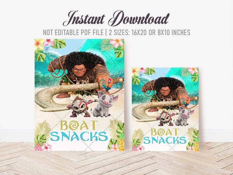 Moana 2 Snack Station Signage, Moana 2 Party Signage, Moana 2 Birthday ...
