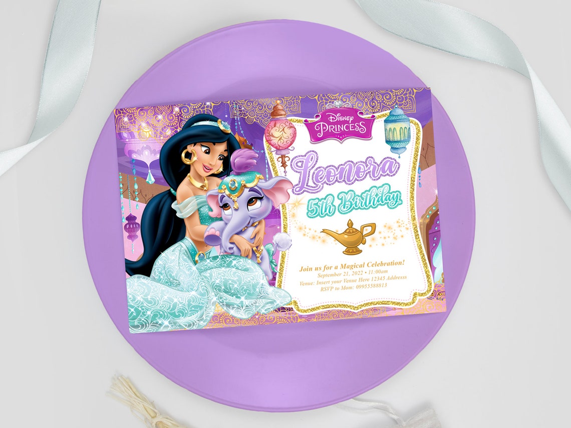 Princess Jasmine Invitation Princess Jasmine Digital - Etsy